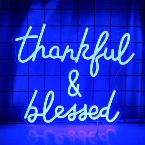 Wall Decor | Thankful And Blessed Neon Light Blue Blessed Neon Sign ...